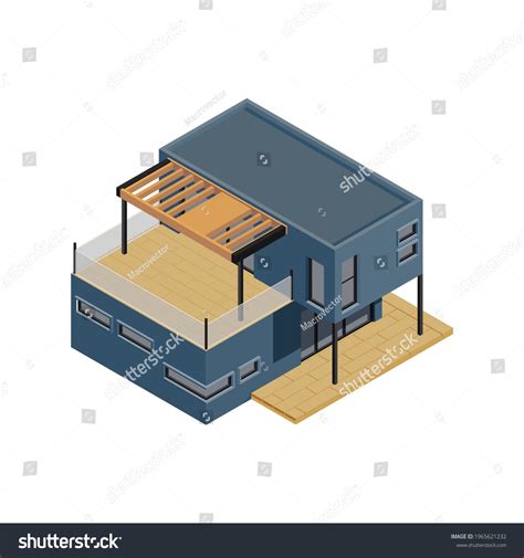 Modular Frame Building Isometric Composition Isolated เวกเตอร์สต็อก ปลอดค่าลิขสิทธิ์