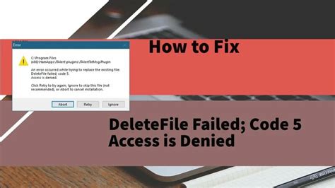 Deletefile Failed Code 5 Delete File Failed Code 5 How To Fix Смотреть онлайн в поиске