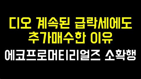 디오 계속된 급락에 추가매수한 이유 에코프로머티리얼즈 원익ips 소소한 수익실현 Youtube