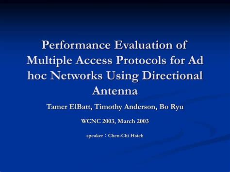 Ppt Performance Evaluation Of Multiple Access Protocols For Ad Hoc