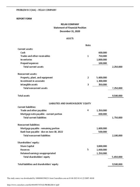 cfas problem 8 3 pdf pdf equity finance balance sheet