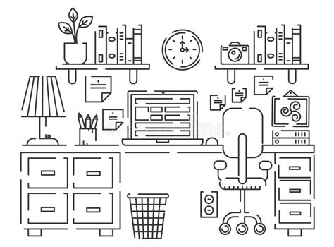 Vector Illustration Of Torn Line Table With Computer Outline Dash