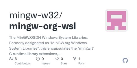 Github Mingw W32 Mingw Org Wsl The Mingw Osdn Windows System Libraries Formerly Designated