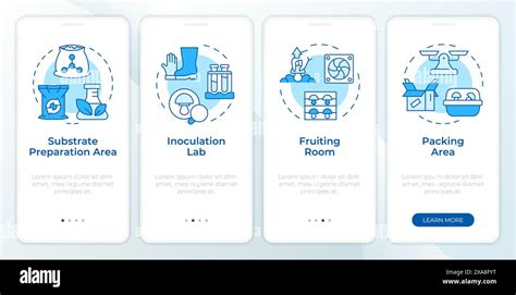 Mushroom Farm Parts Blue Onboarding Mobile App Screen Stock Vector