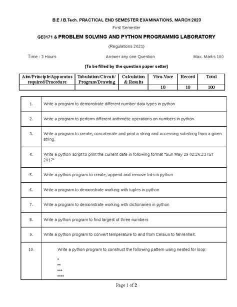 Problem Solving And Python Problem Solving Page 1 Of 2 B B
