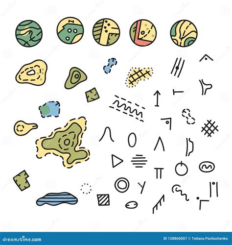 Vector Illustration Of Orienteering Map Signs Stock Vector Illustration Of Card Outline