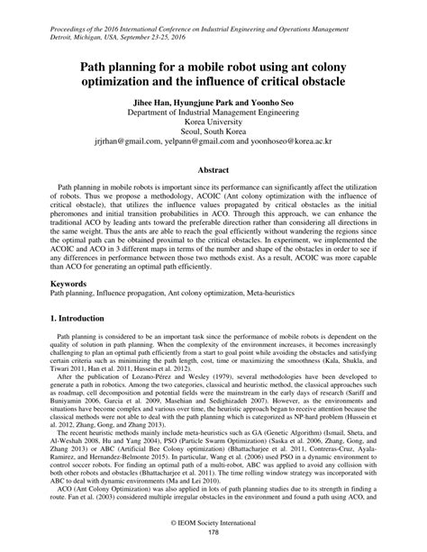 Pdf Path Planning For A Mobile Robot Using Ant Colony Optimization