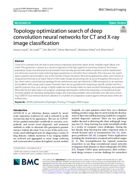 Pdf Topology Optimization Search Of Deep Convolution Neural Networks For Ct And X Ray Image