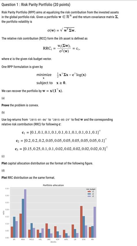 Question 1 Risk Parity Portfolio 20 Points Risk
