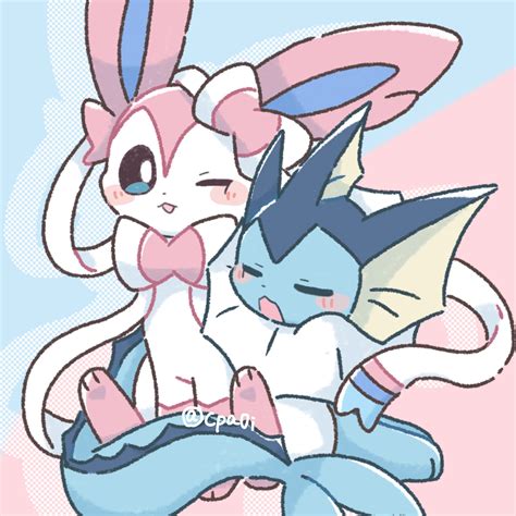Cpa I Sylveon Vaporeon Nintendo Pokemon Highres Blue Eyes Blush Blush Stickers Bow