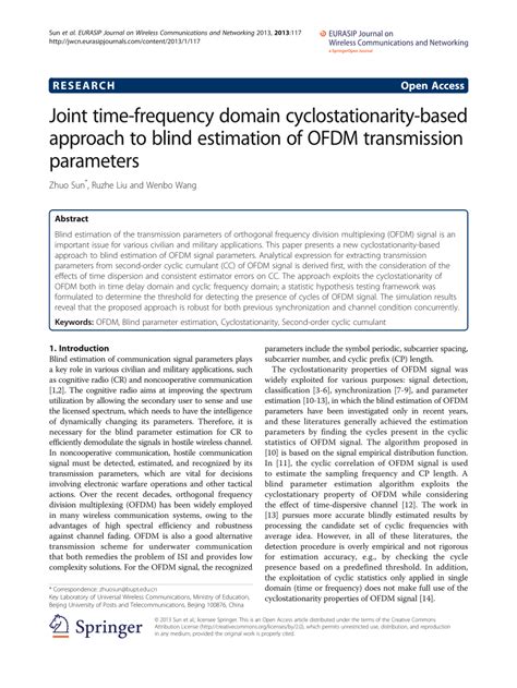 Pdf Joint Time Frequency Domain Cyclostationarity Based Approach To