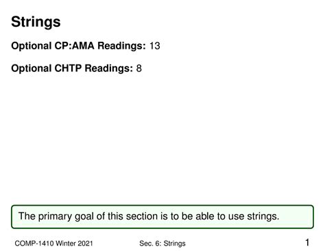 06 Strings Post Lecture Notes 2 Strings Optional CP AMA Readings
