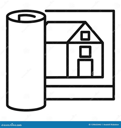 Architect House Project Icon Outline Style Stock Vector Illustration
