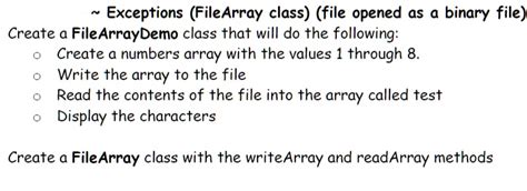 Solved The Programming Used For This Is Java Exceptions Filearray