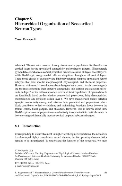Pdf Hierarchical Organization Of Neocortical Neuron Types