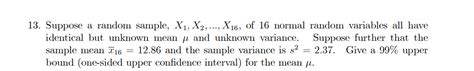 solved 3 suppose a random sample x1 x2 … x16 of 16 normal
