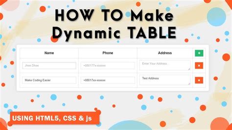 Javascript How To Dynamically Adddelete Table Rows In