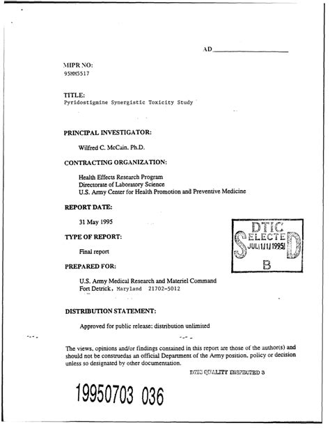 Pdf Pyridostigmine Synergistic Toxicity Study