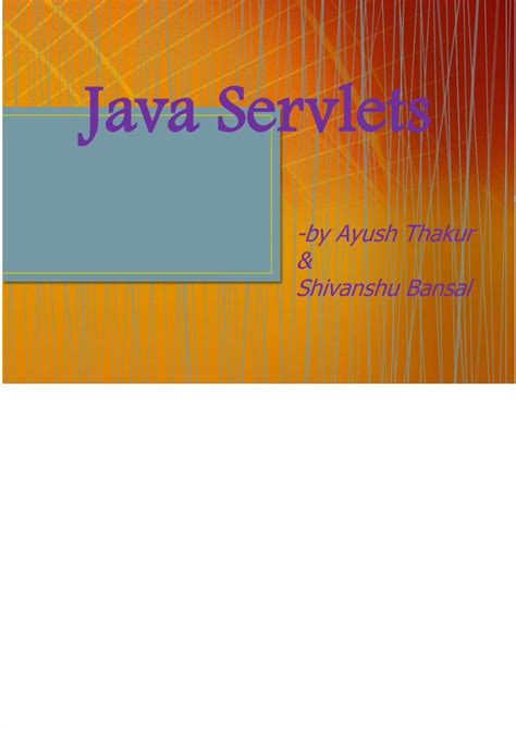 Pdf Servlets Presentationppt Dokumentips
