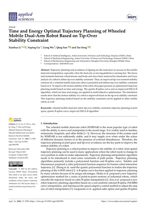 Pdf Time And Energy Optimal Trajectory Planning Of Wheeled Mobile