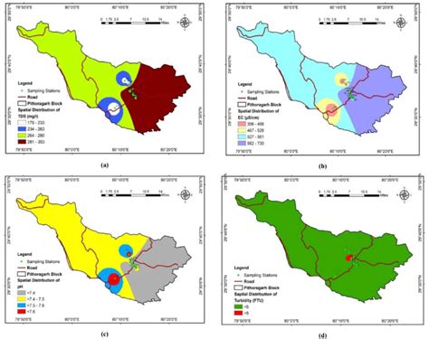 Spatial Distribution Of A Tds B Ec C Ph And D Turbidity Download Scientific Diagram