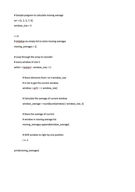 Solved Calculate Simple Moving Average And