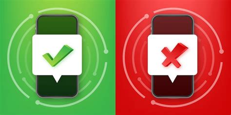 Premium Vector Hands Holding Smartphones With Checkmarks Set Tick And Cross Check Marks