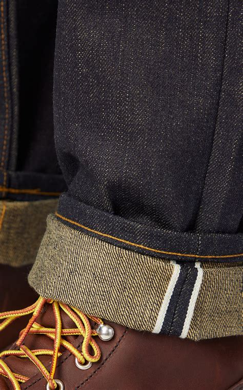 Naked Famous Denim Easy Guy Pagoda Dyed Selvedge Indigo Yellow 15oz