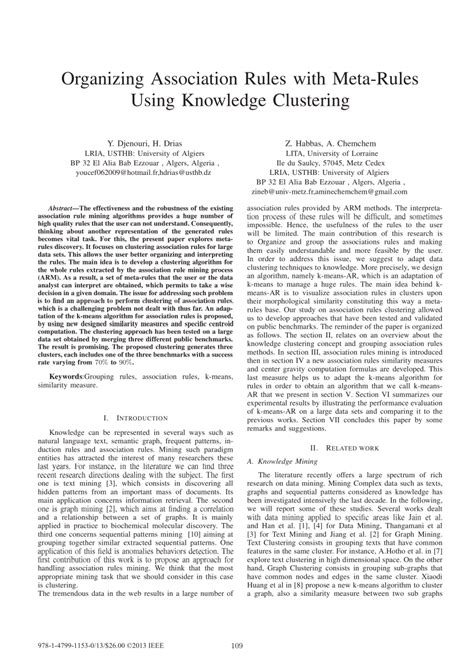 Pdf Organizing Association Rules With Meta Rules Using Knowledge
