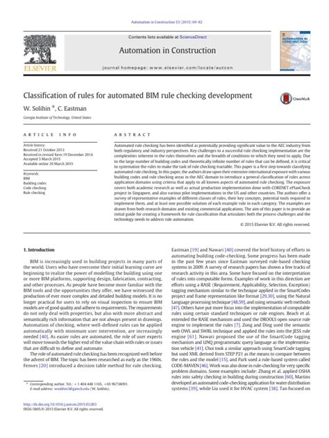 2015 solihin classification of rules for automated bim rule