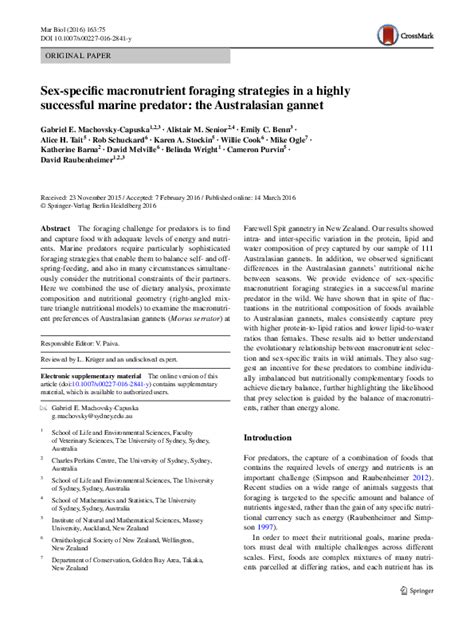 Pdf Sex Specific Macronutrient Foraging Strategies In A Highly