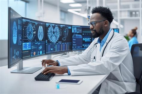 Premium Photo Neuroscientist Analyzing Brain Activity On Eeg Monitor