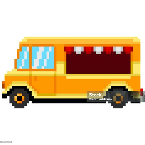 픽셀 아트 푸드 트럭 길거리 요리 벡터 게임 자산입니다 2차 도형에 대한 스톡 벡터 아트 및 기타 이미지 2차 도형 감자 요리 거리 Istock