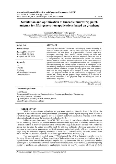 Simulation And Optimization Of Tuneable Microstrip Patch Antenna For Fifth Generation