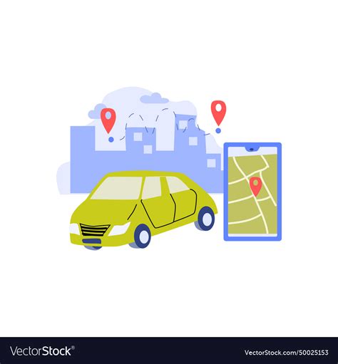 Automobile Vehicle And Mobille App Carsharing Vector Image