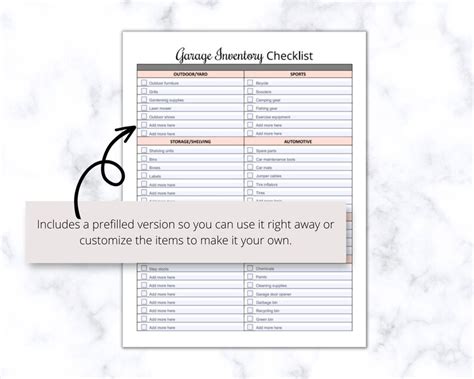 Garage Inventory Checklist Printable Pdf Garage Decluttering Guide