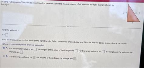 Solved Use The Pythagorean Theorem To Determine The Value Of Chegg