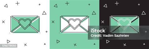 흰색과 녹색 검은 색 배경에 고립 된 발렌타인 하트 아이콘봉투를 설정합니다 메시지 사랑 편지 사랑과 로맨스 벡터 2월에 대한 스톡 벡터 아트 및 기타 이미지 Istock