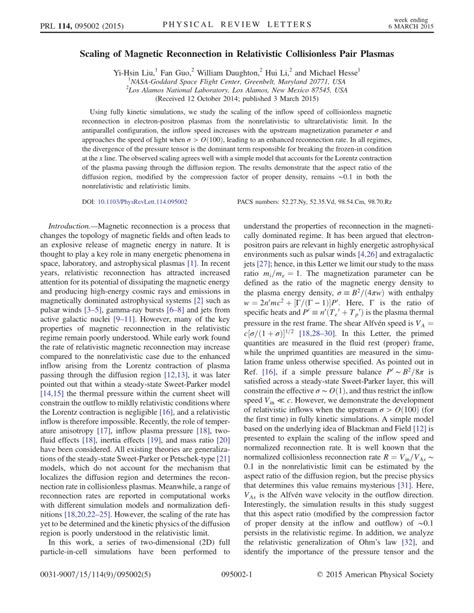 Pdf Scaling Of Magnetic Reconnection In Relativistic Collisionless Pair Plasmas