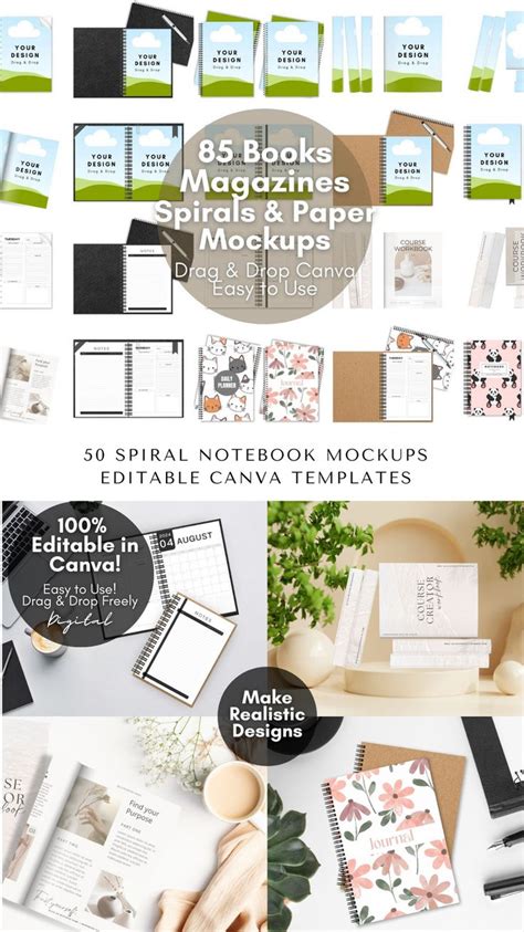 85 Book Mockup Templates Spiral Notebook Mockup Templates Canva