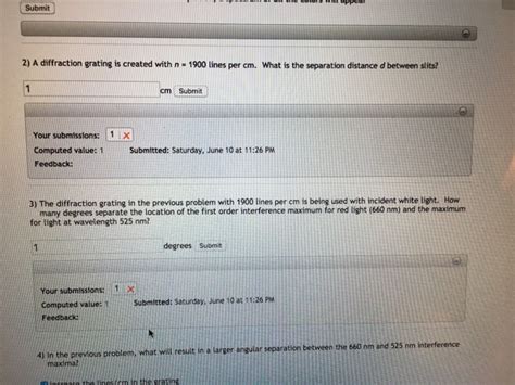 Solved A Diffraction Grating Is Created With N 1900 Lines
