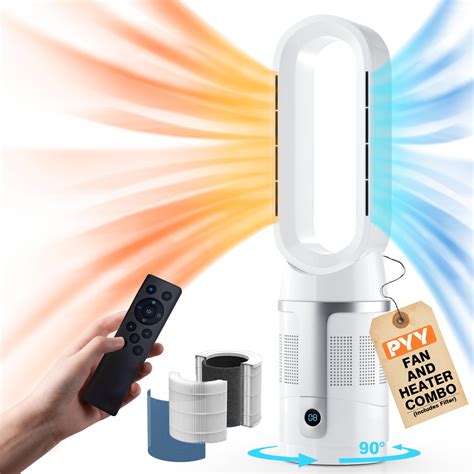 Pyy Heater And Fan Combo Bladeless Tower Fan And Heater