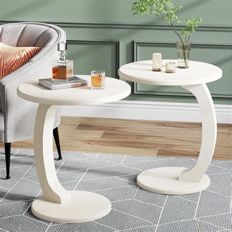 Tribesigns Couch Side Table Wooden C Shaped End Table Mid Century End Table Small Side Table