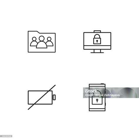 사이버 보안 선형 아이콘 설정합니다 간단한 개요 벡터 아이콘 0명에 대한 스톡 벡터 아트 및 기타 이미지 0명 네트워크 보안 디자인 Istock
