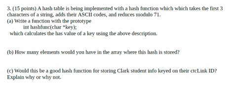 Solved 3 15 Points A Hash Table Is Being Implemented With Chegg Com