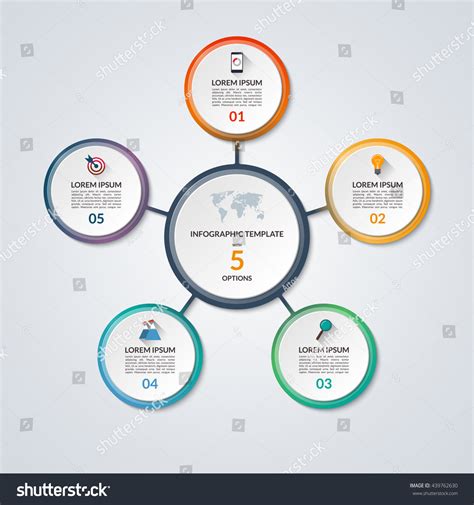 Infographic Circle Diagram Vector Banner 5 เวกเตอร์สต็อก ปลอดค่าลิขสิทธิ์ 439762630
