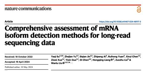 Nat Commun Comprehensive Assessment Of Mrna Isoform Detection Methods For Long Read Sequencing