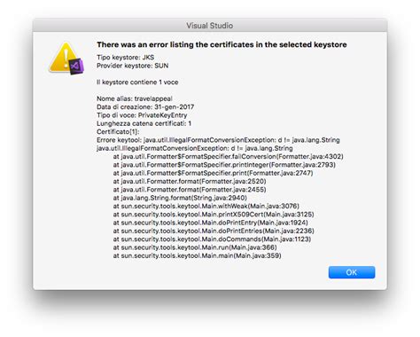 Android Can T Import An Existing Keystore On VisualStudio For Mac