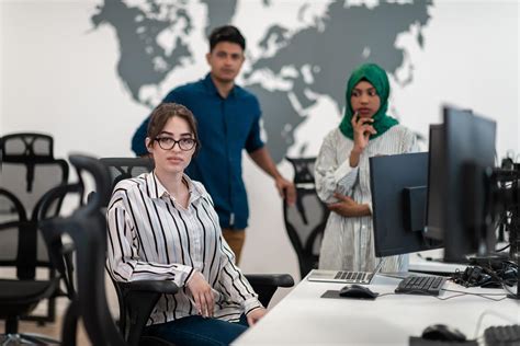 Multiethnic Startup Business Team Arabian Woman Wearing A Hijab On