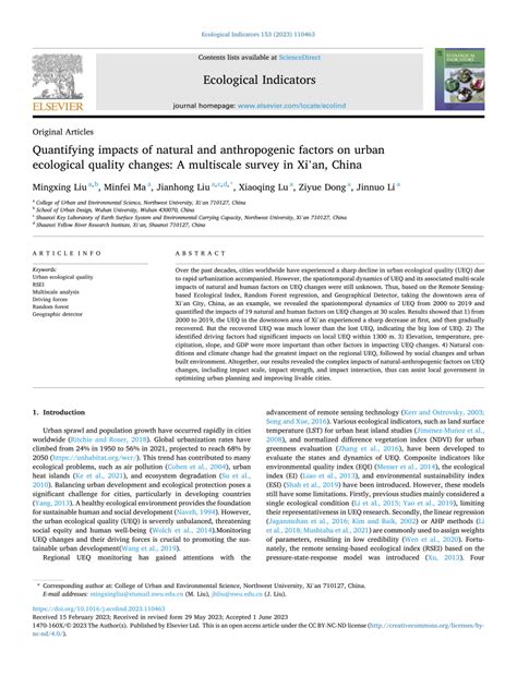 Pdf Quantifying Impacts Of Natural And Anthropogenic Factors On Urban